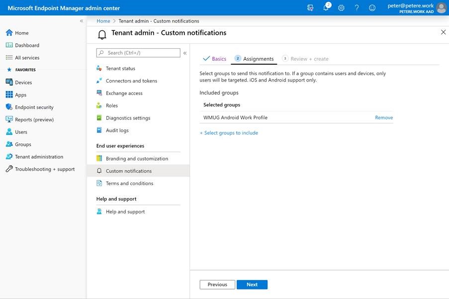 Sending Custom Notifications to mobile devices in Microsoft Endpoint ...