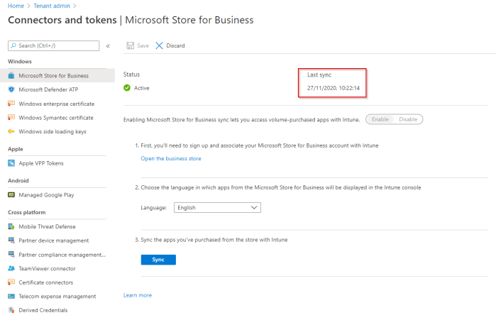 Microsoft Store for Business not synchronising with Intune | More than ...