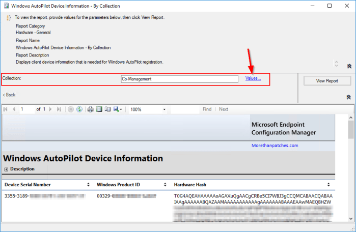 ConfigMgr Autopilot Hardware Hash report by collection | More than patches