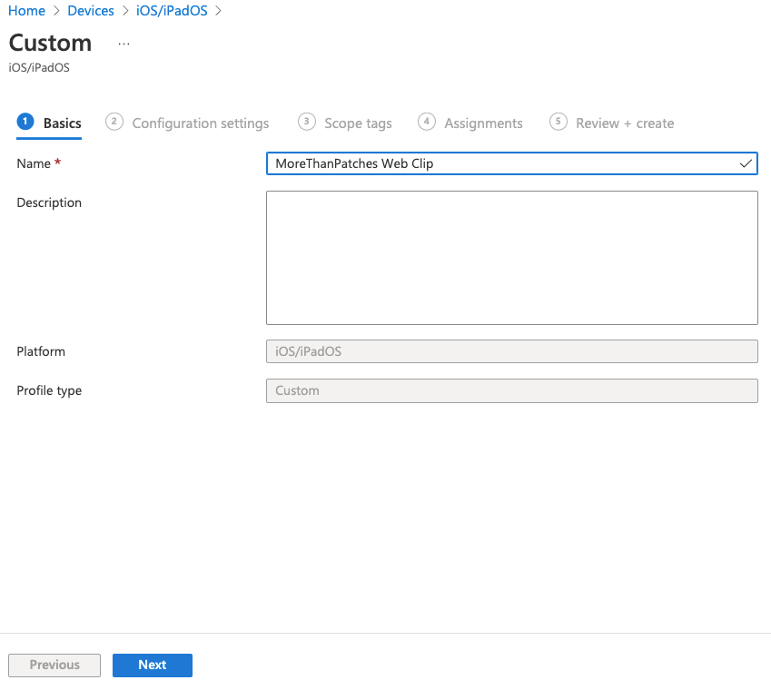 Add an iOS full screen web link in Microsoft Intune | More than patches