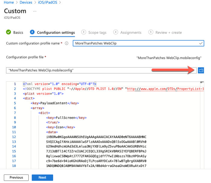 Add an iOS full screen web link in Microsoft Intune | More than patches